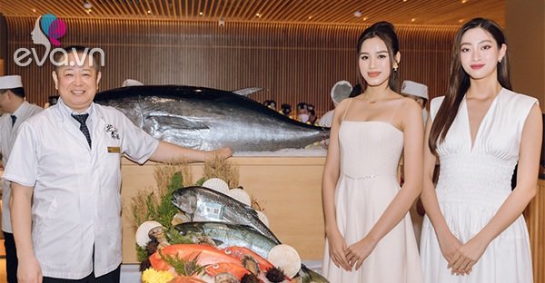 Hoa hậu Lương Thuỳ Linh và Đỗ Hà chấp nhận thử thách làm Sushi cá ngừ ...