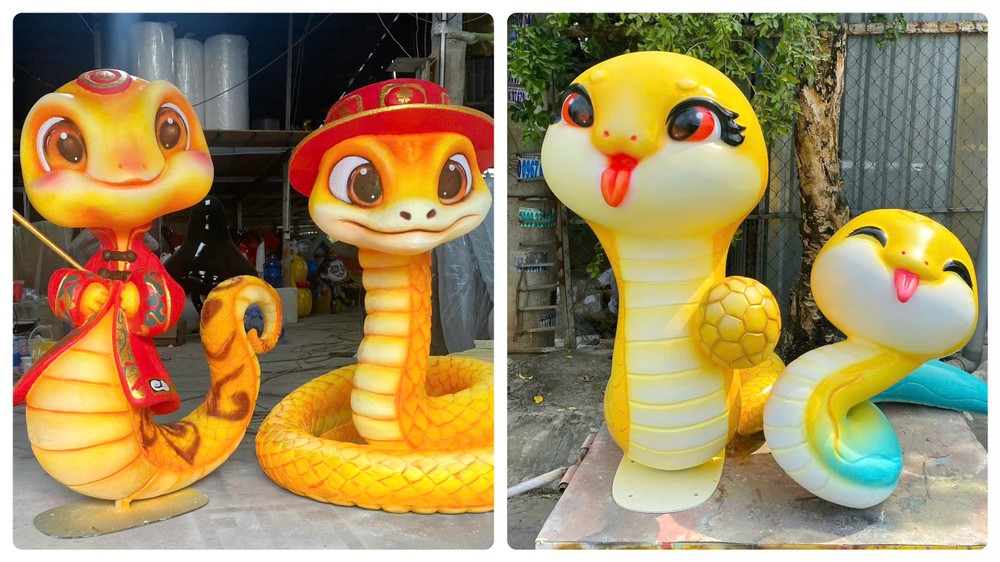 Bất ngờ với những hình ảnh... dễ thương của linh vật rắn phục vụ Tết ...