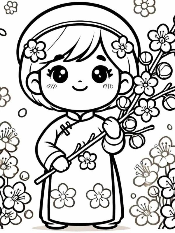 Bộ tranh tô màu gia đình ngày Tết ý nghĩa cho bé