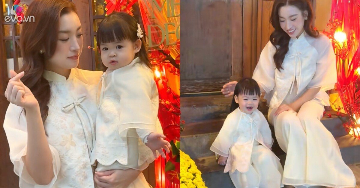 Cháu gái Bầu Hiển xúng xính áo dài Tết cùng mẹ Hoa hậu, Đỗ Mỹ Linh "lu mờ” trước loạt biểu cảm ...