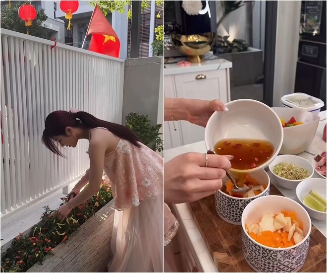 Diệp Lâm Anh xinh đẹp vào bếp được khen cả mùa Tết, fan lại kêu: Chị có ...