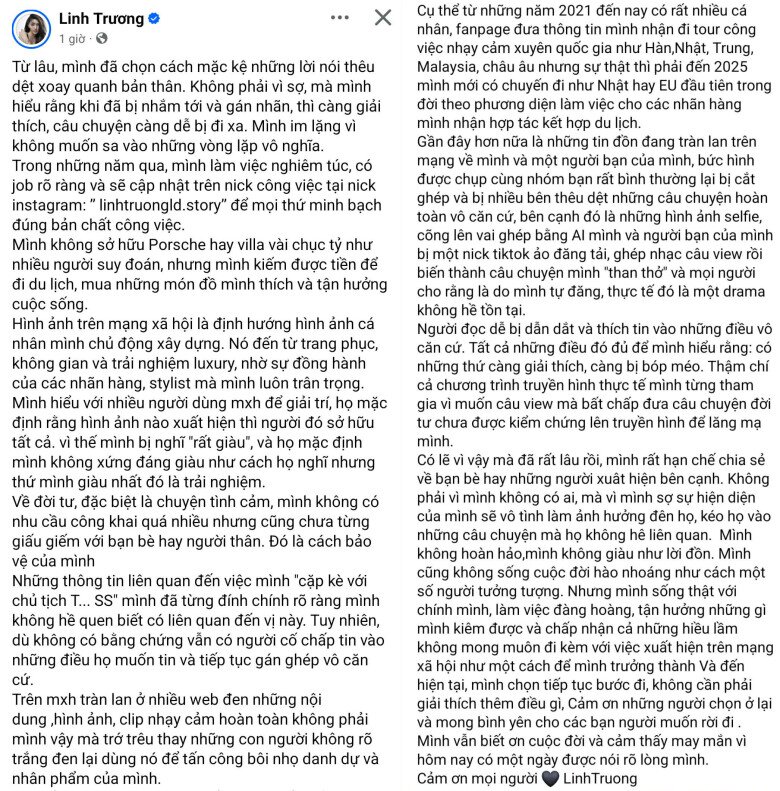 Linh Trương chính thức lên tiếng về tin đồn hẹn hò