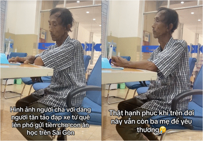 Hình ảnh người cha lam lũ đi gửi tiền học cho con, trong túi còn vỏn ...