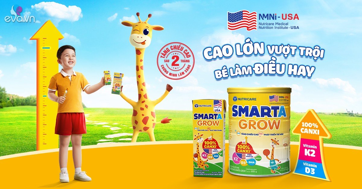 Nutricare Smarta Grow được chứng minh lâm sàng tăng chiều cao sau 2 tháng