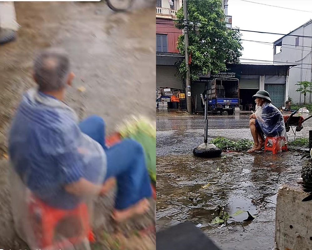Xót cảnh cụ ông run rẩy bán rau giữa trời mưa và hành động đẹp của anh ...