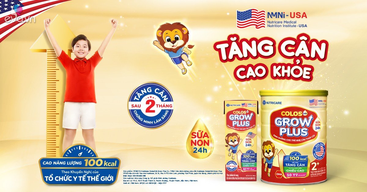 Nutricare Colos24h Grow Plus 2+ mới từ Viện Dinh dưỡng Y học Nutricare Hoa Kỳ giúp trẻ tăng cân ...