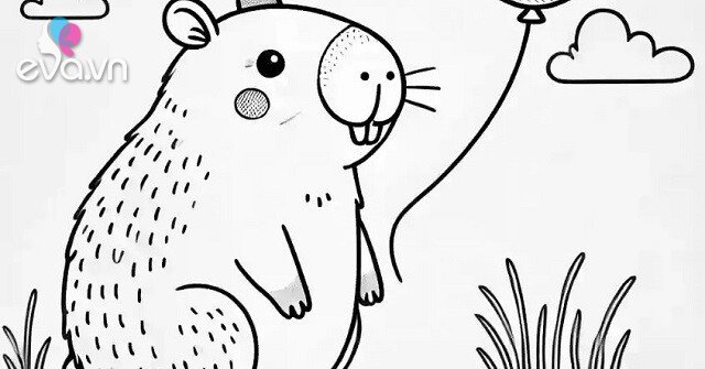20 bức tranh tô màu capybara, bé tô điểm thêm màu sắc cho loài động vật ...