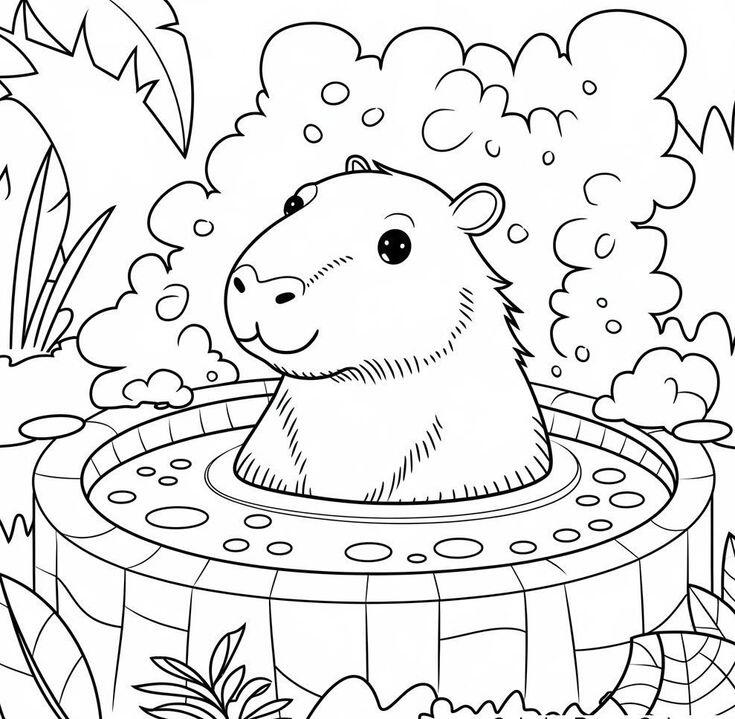 20 bức tranh tô màu capybara, bé tô điểm thêm màu sắc cho loài động vật đáng yêu nhất thế giới