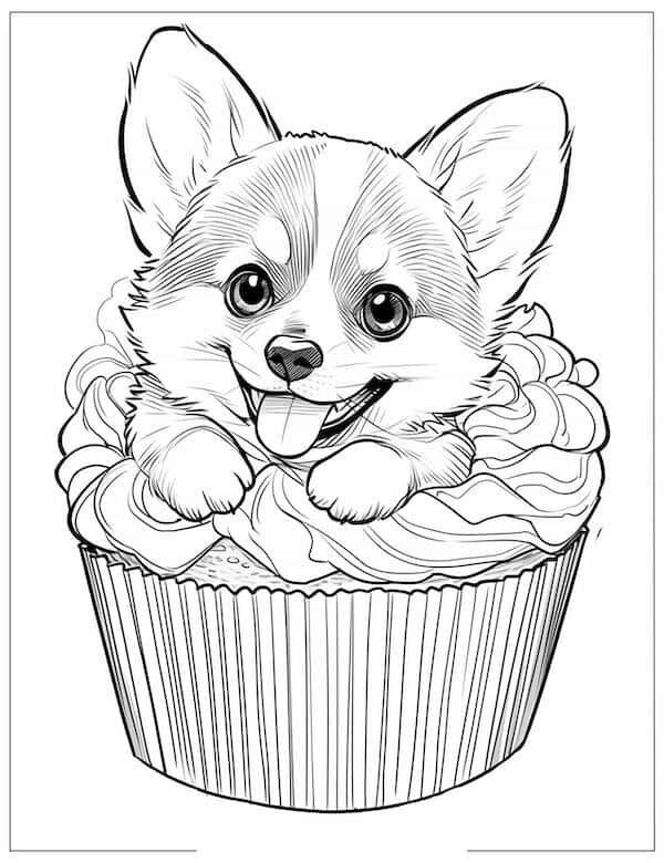 Bộ tranh tô màu chú chó Corgi siêu dễ thương, bé vừa nhìn là muốn tô ngay
