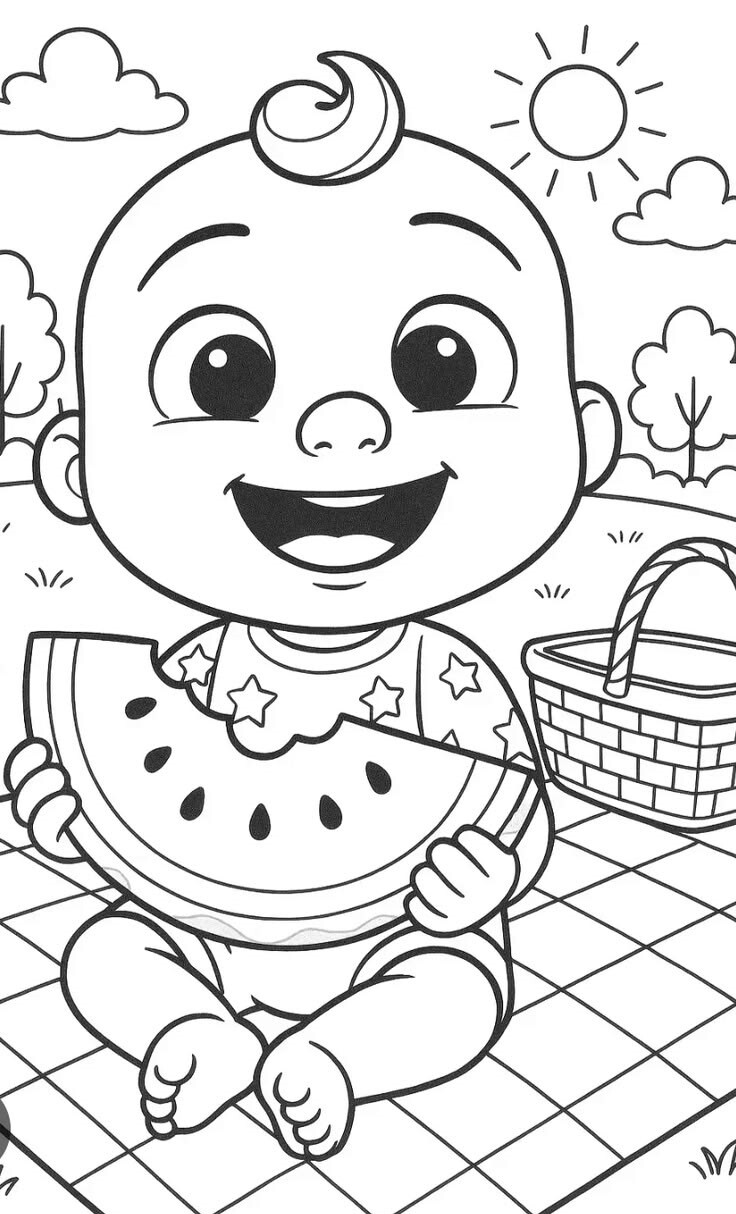 Tranh tô màu Cocomelon sôi động, dễ thương dành cho bé mầm non