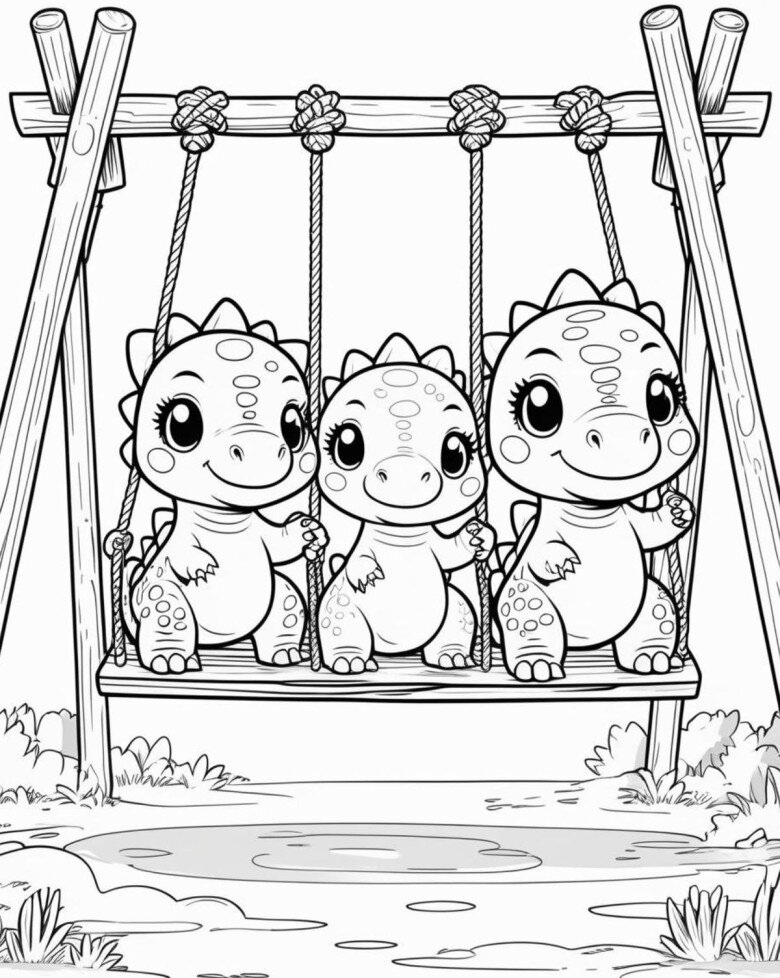 Bé khám phá thế giới khủng long chibi đáng yêu qua 20 bức tranh tô màu ...