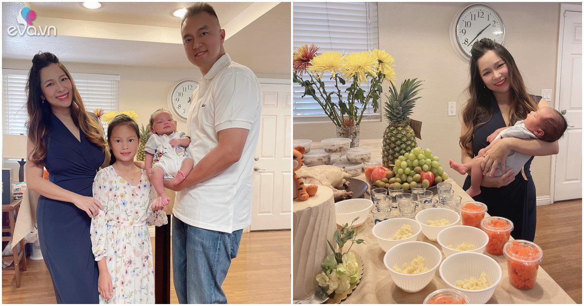 Duy Uyên Mắt Ngọc làm tiệc đầy tháng cho con ở Mỹ, mâm cúng gây chú ý