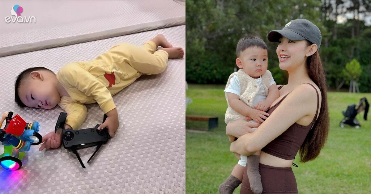 Minh Hằng đi làm để con trai ở nhà cho chồng đại gia chăm, quý tử ôm đồ ...
