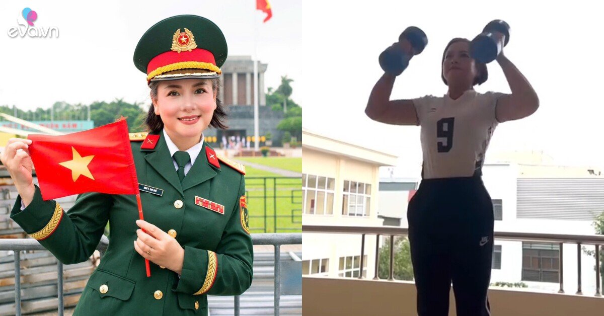 Đại tá, NSND Thu Quế gây thích thú khi nâng tạ 6kg được 40 lần