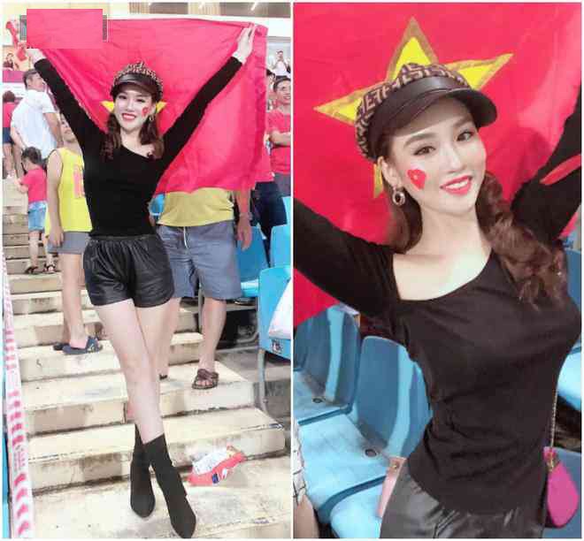 Nữ cổ động viên xinh đẹp được "tia trúng” trên Mỹ Đình trận Việt Nam-UAE