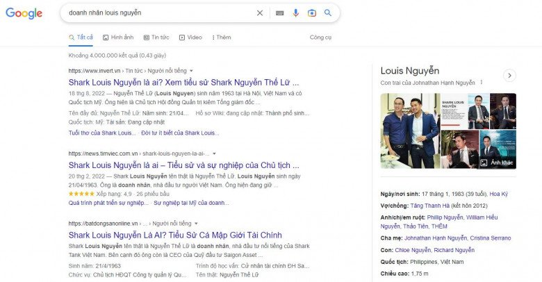 Có 2 doanh nhân cùng tên Louis Nguyễn: Một người là chồng Tăng Thanh Hà ...