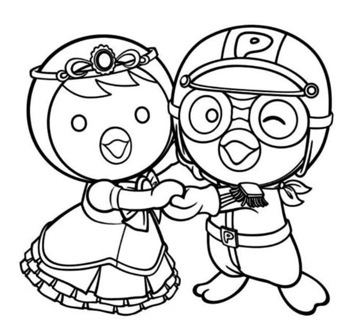 15 bức tranh tô màu chim cánh cụt Pororo cho bé mầm non, vừa chơi vừa ...